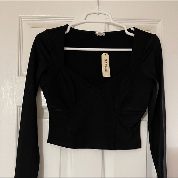 Garage | Tops | Black Garage Long Sleeve Crop Top | Poshmark